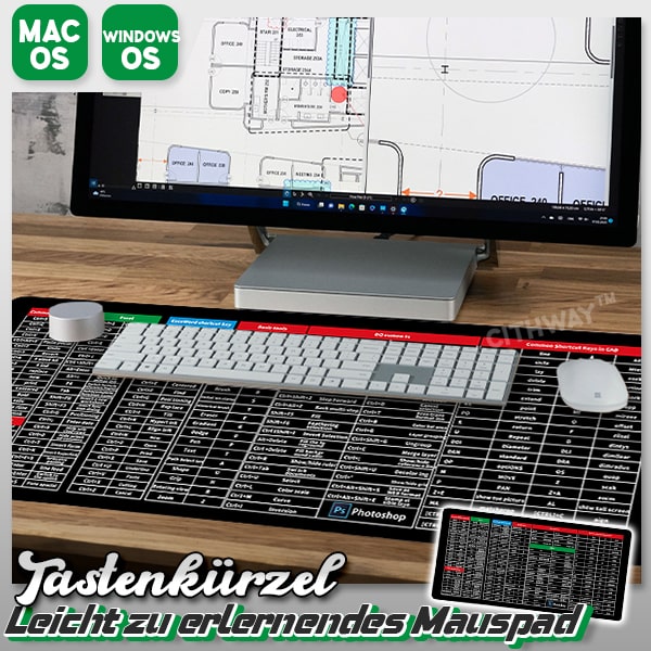 Cithway™ Leicht zu erlernende Tastenkombinationen Mauspad ...